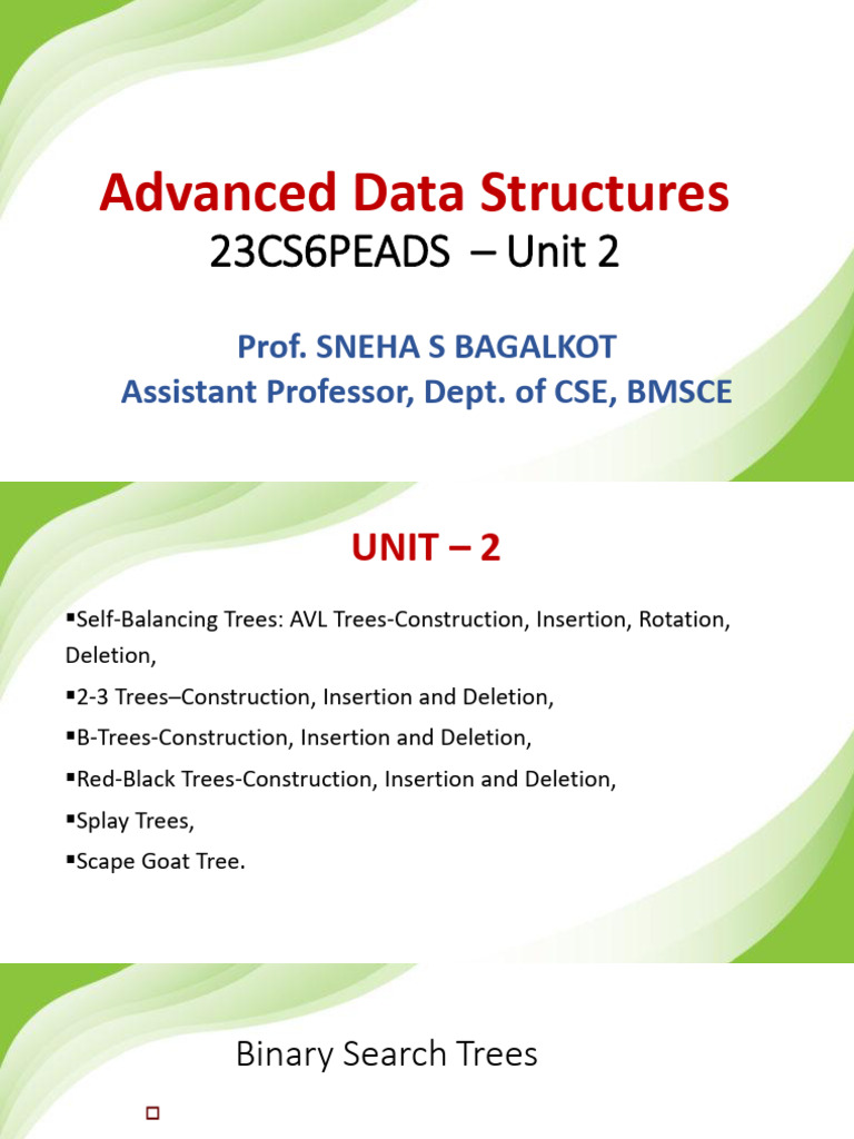 ADS Unit 2 Full | PDF | Algorithms And Data Structures