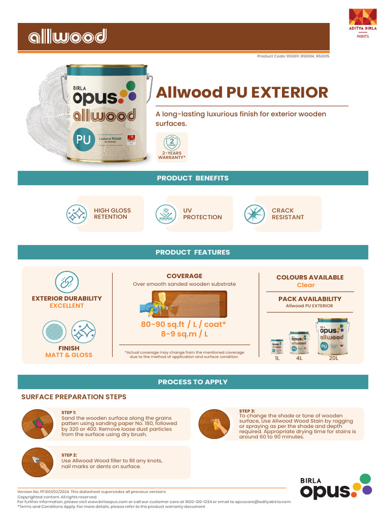 Allwood Pu Exterior Information Sheet | PDF | Paint | Varnish