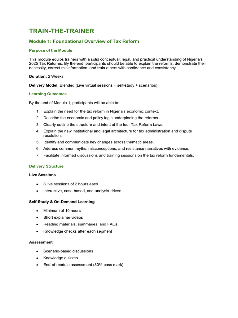 Train the Trainer (Module 1)_Outline | PDF | Taxes | Government Finances
