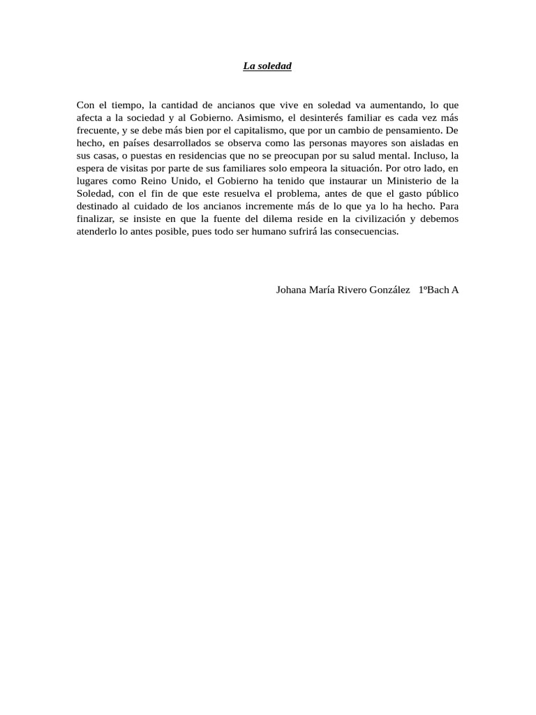 Aumento de la Soledad en Ancianos | PDF