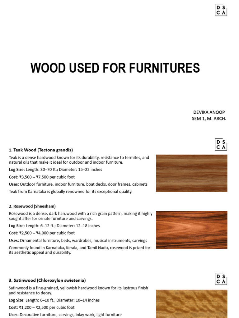 Types of Wood for Furniture Making | PDF | Wood | Furniture
