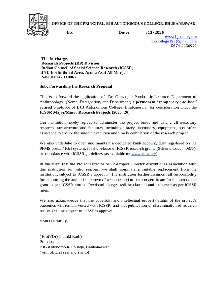 Research Proposal Submission for ICSSR | PDF