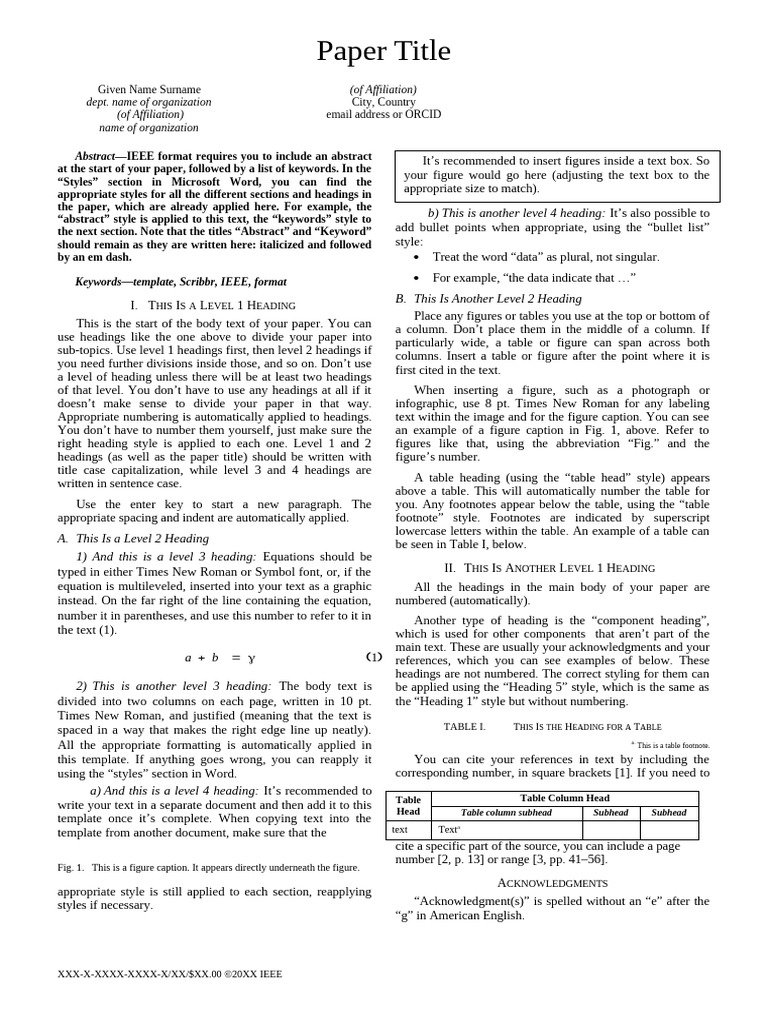 IEEE Paper Formatting Guide | PDF | Note (Typography) | Text