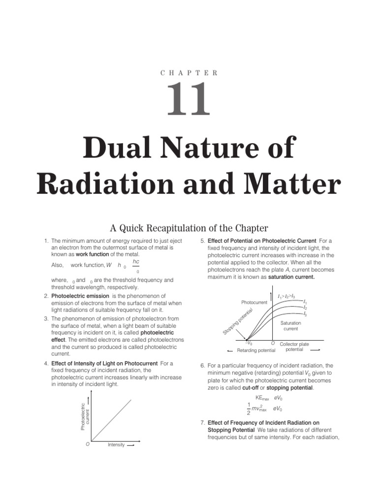 11. Dual Nature of Radiation and Matter | PDF | Photoelectric Effect ...