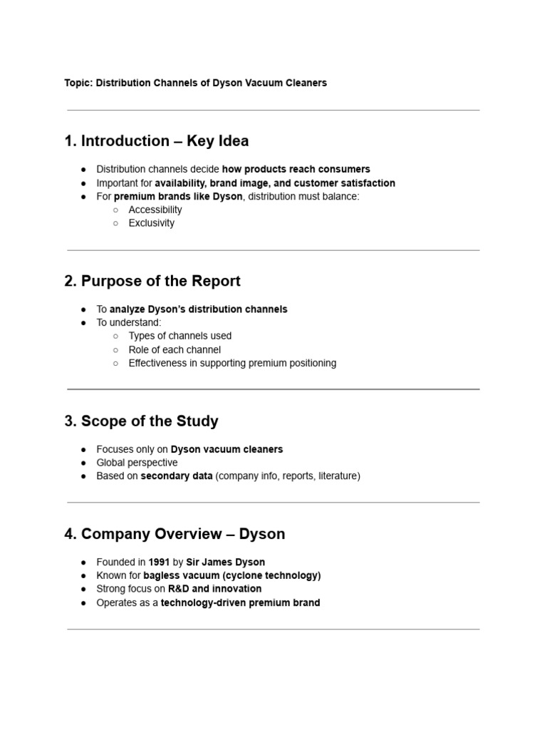 Dyson Vacuum Cleaners Distribution Strategy | PDF | Brand | Retail