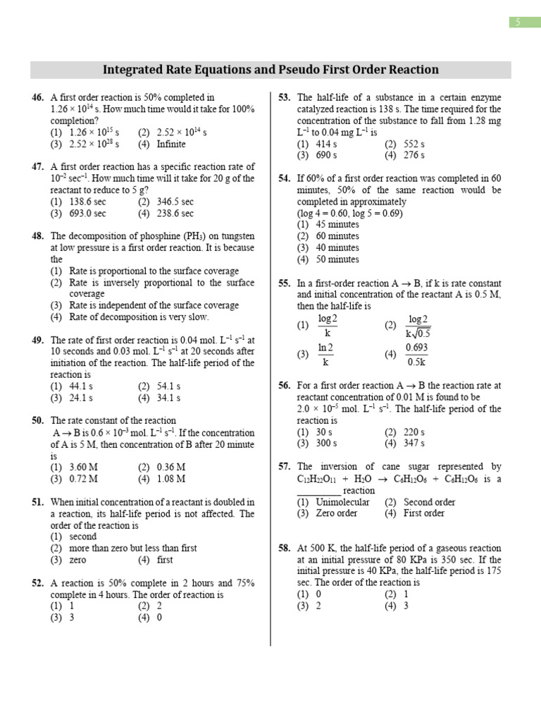 Chemical Kinetics Home Work | PDF | Reaction Rate | Chemical Reactions