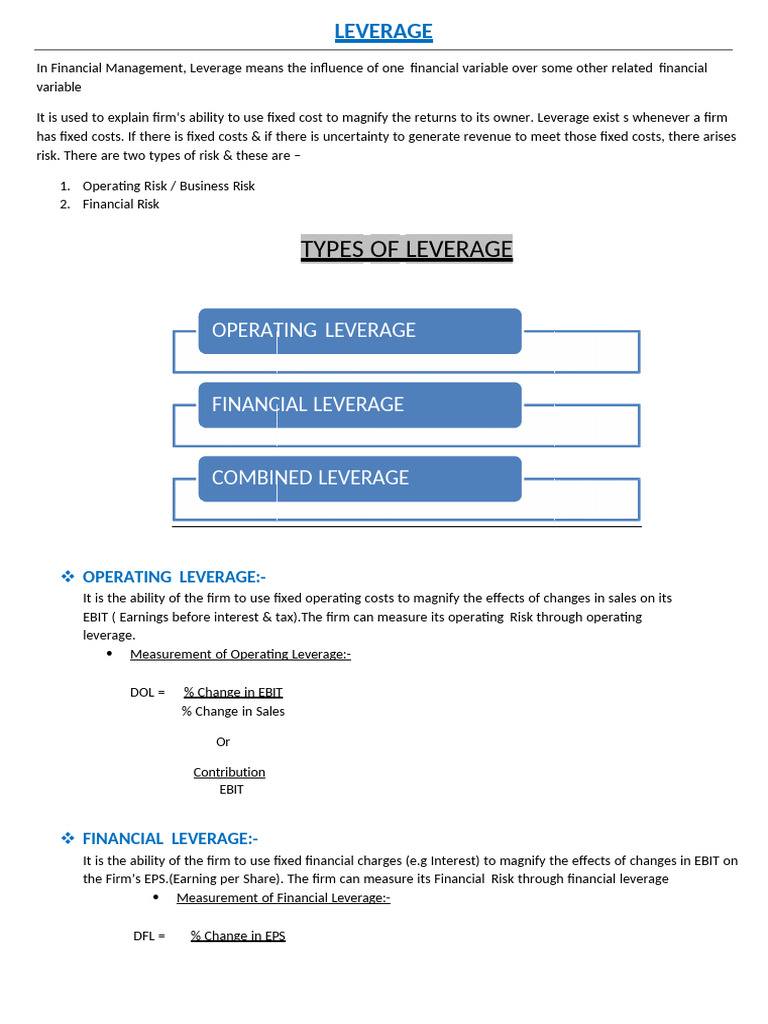 Understanding Financial Leverage Types | PDF | Capital Structure ...
