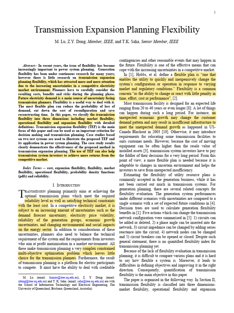 Transmission Expansion Planning Flexibility | PDF | Electric Power ...