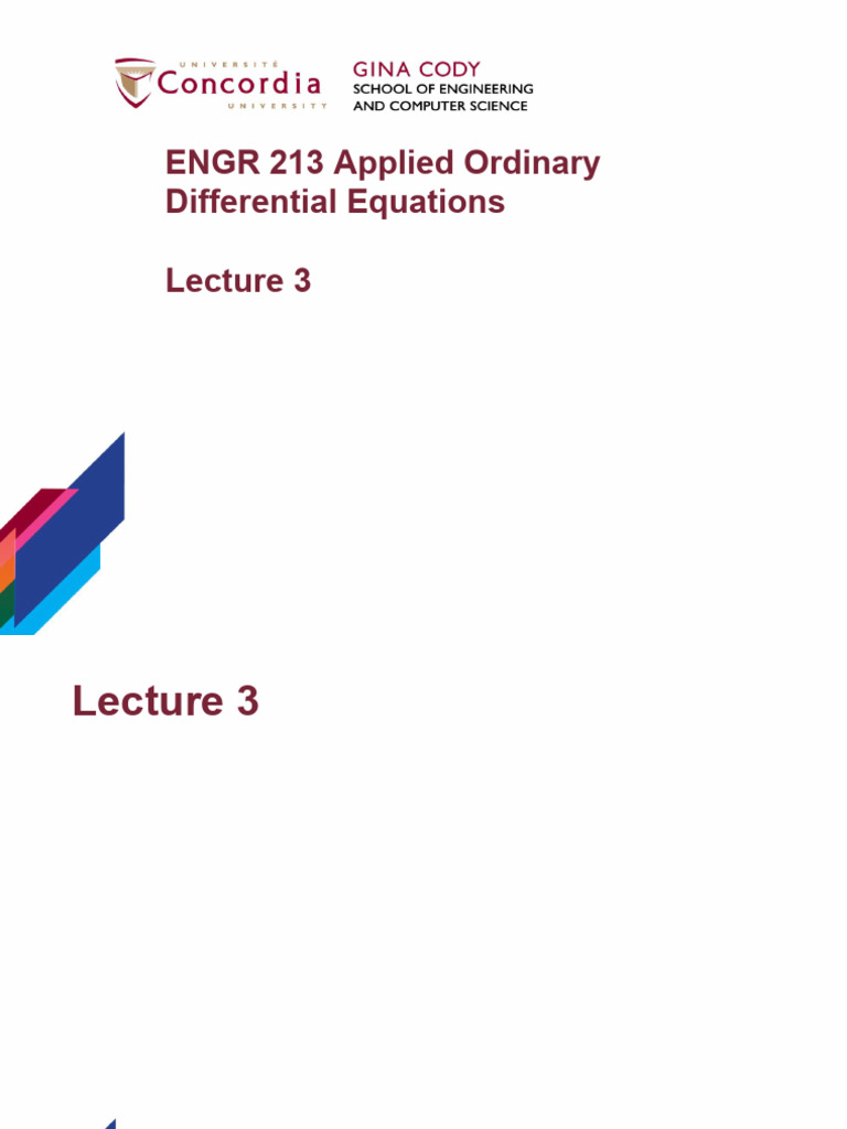 Lecture 3 | PDF | Differential Equations | Newton's Laws Of Motion