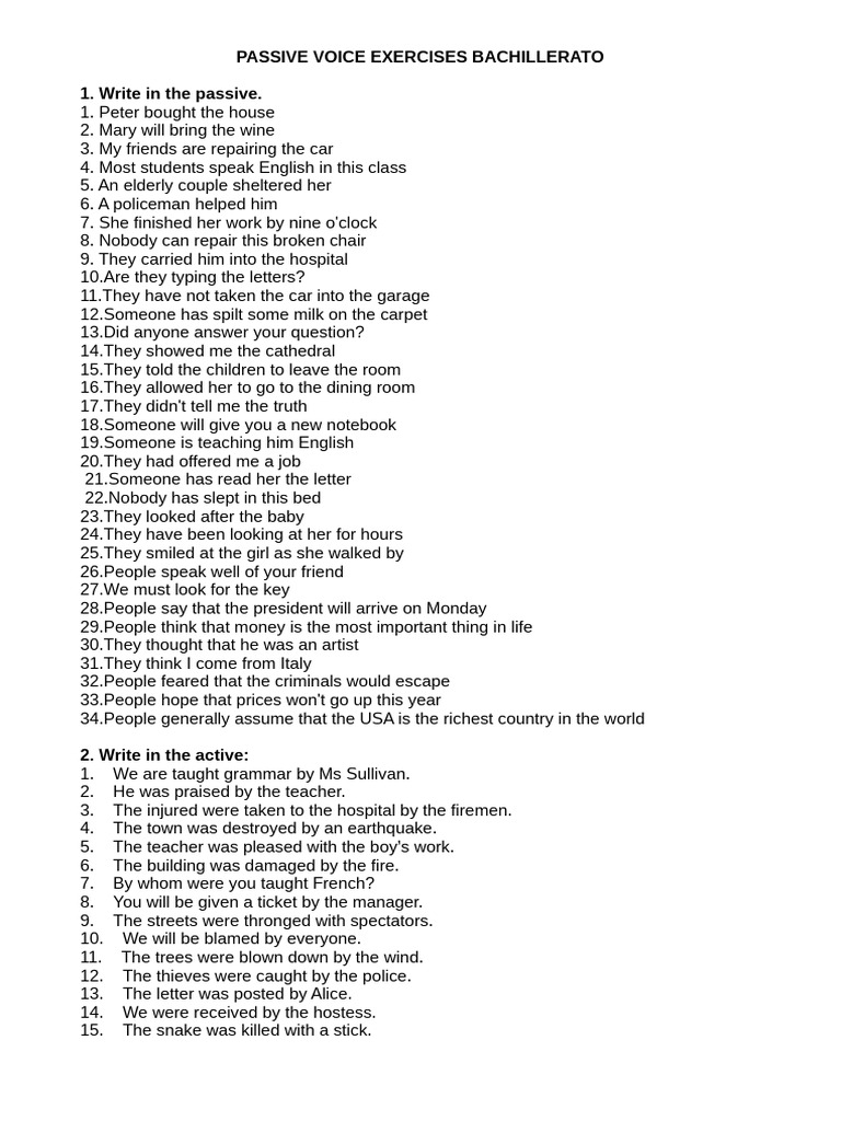 PASSIVE-EXERCISES-AND-KEY.-1 (1) | PDF | Perfect (Grammar) | Linguistics