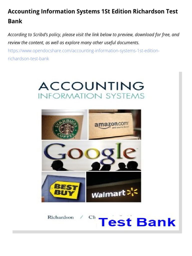 Accounting Information Systems 1st Edition Richardson Test Bank | PDF | Car
