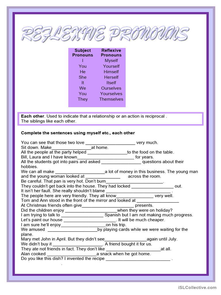 Pronouns and Reflexive Exercises | PDF