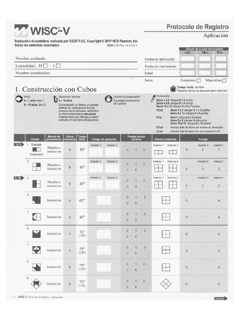wisc - test de inteligencia, wisc wisc wisc wisc | PDF