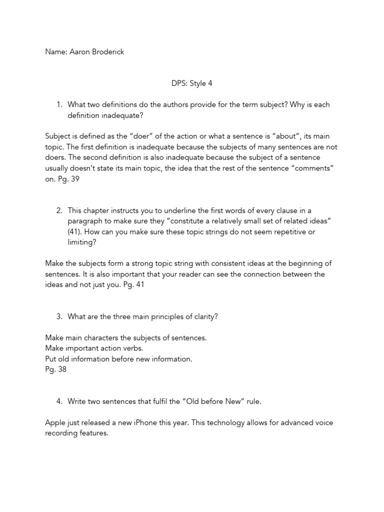 Understanding Sentence Subjects and Clarity | PDF
