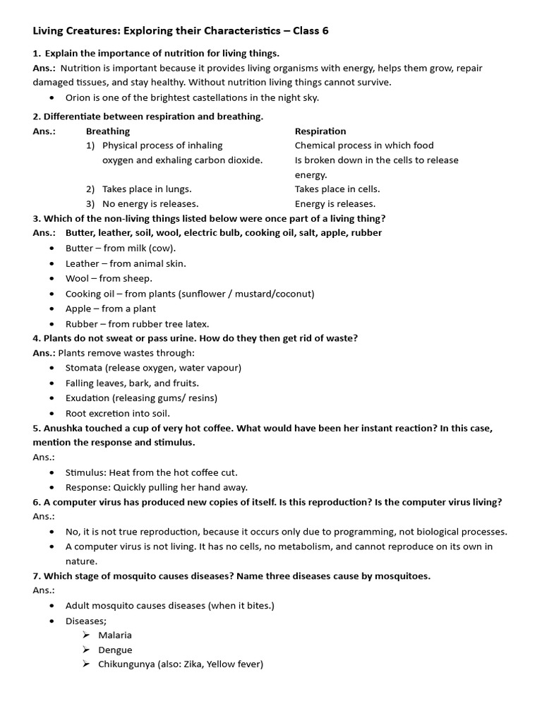 Living Creatures Exploring Their Characteristics Class 6 | PDF | Frog ...