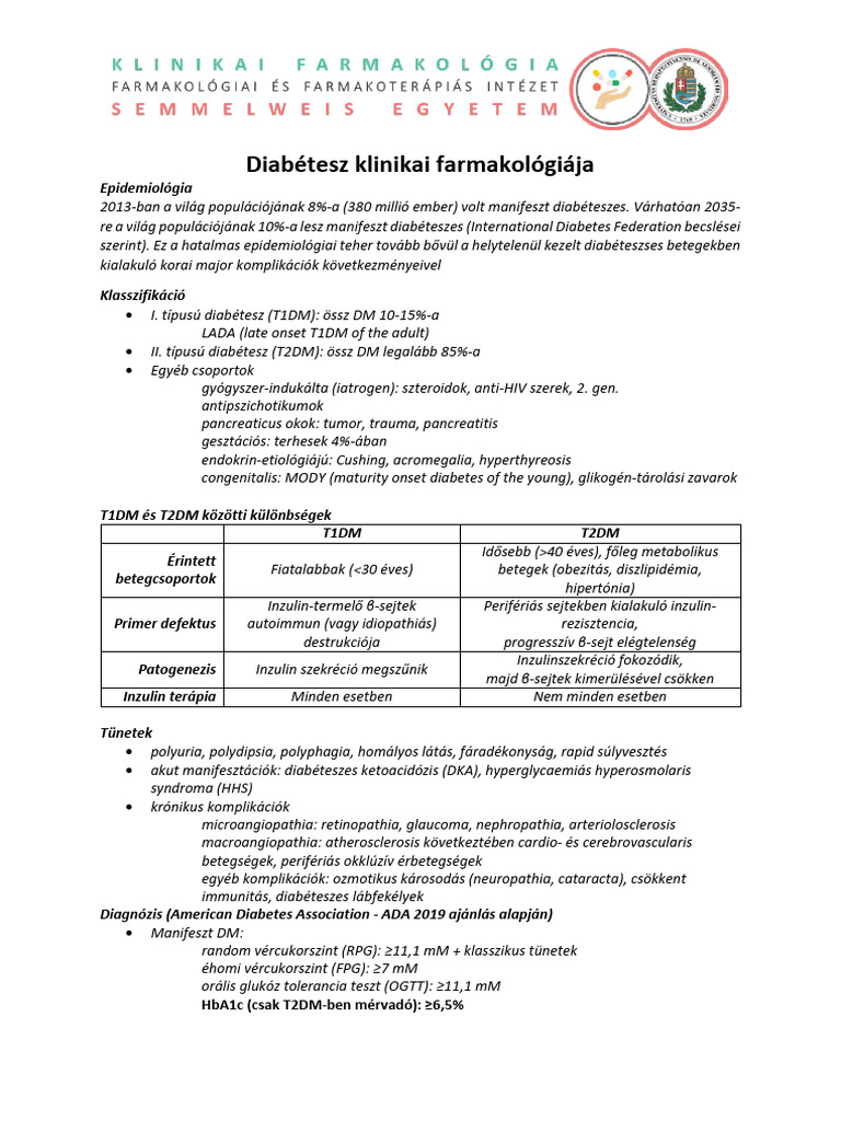 Diabetes HANDOUT HUN Modified 2025 Aug MA | PDF