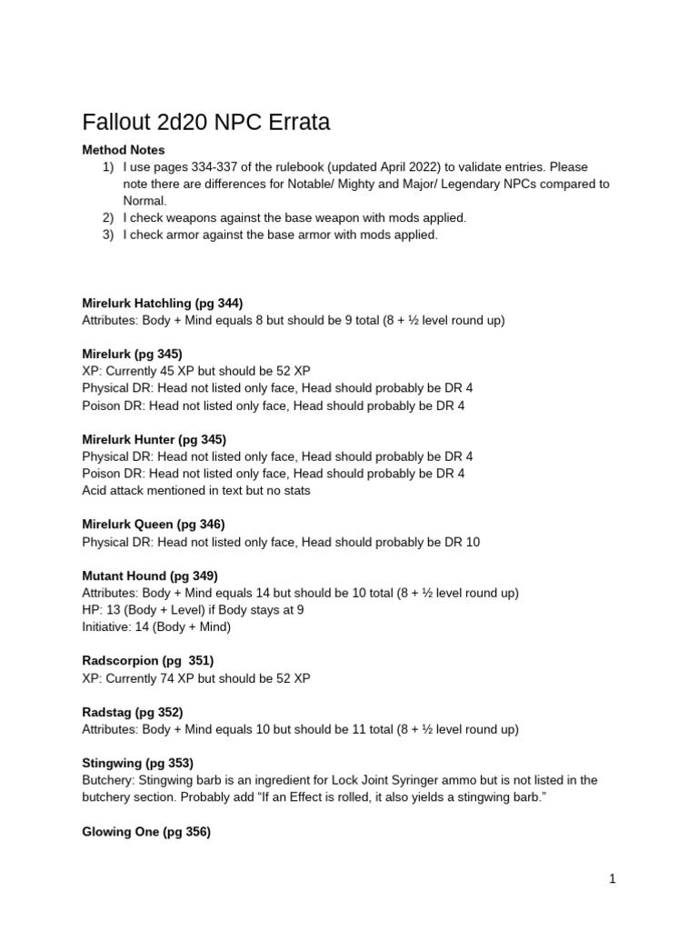 Fallout 2d20 NPC Errata Guide | PDF | Military Technology | Flight
