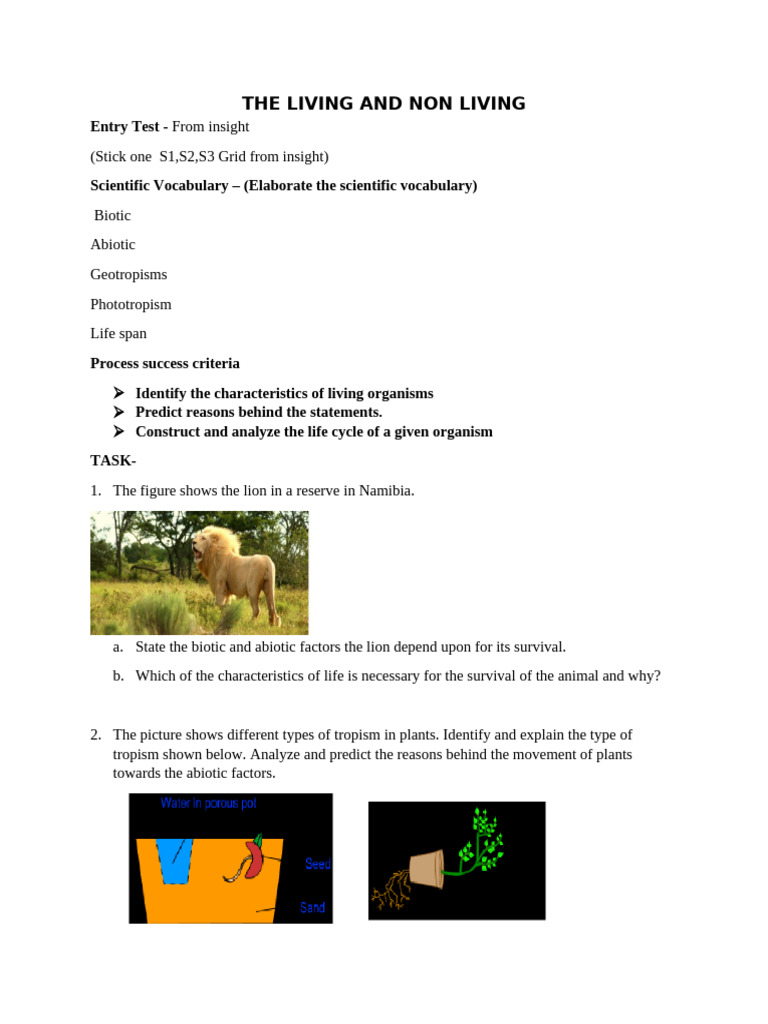 The Living and Non Living | PDF