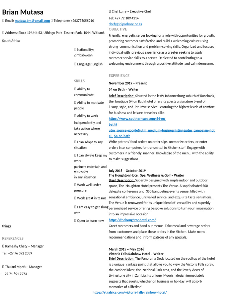 baba caiden | PDF | Menu | Waiting Staff