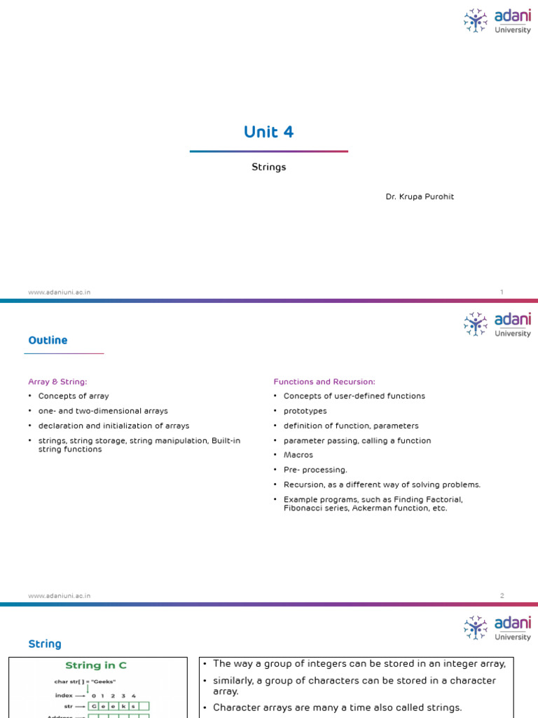 Ppt Cp Unit 4 String | PDF | Computer Programming | Software Development