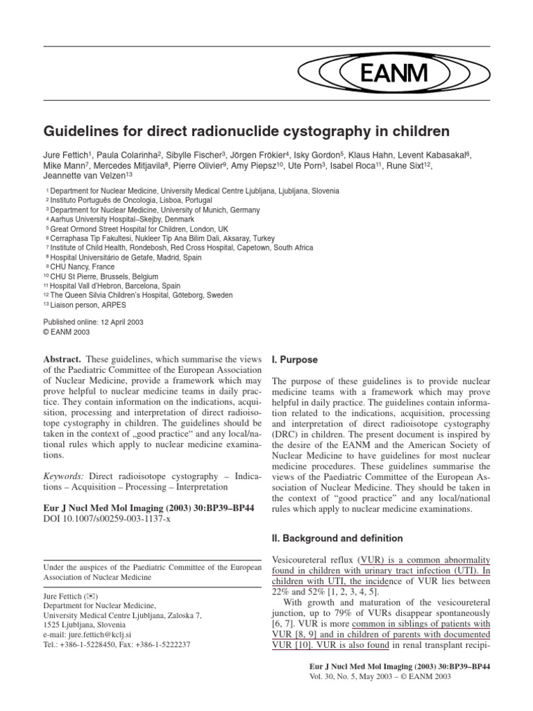 Guidelines for Pediatric Cystography | PDF | Urology | Genitourinary System