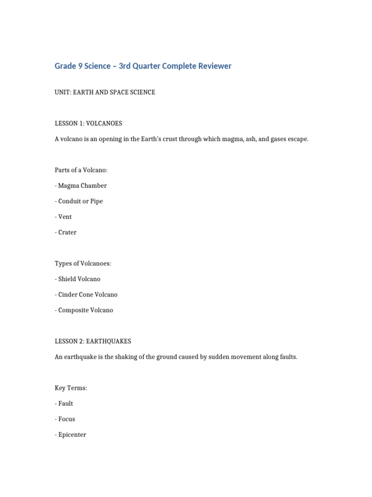 Grade 9 Earth and Space Science Review | PDF