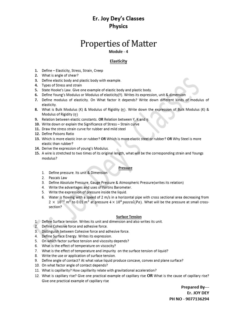 physics mod 4 & 5 | PDF | Elasticity (Physics) | Young's Modulus
