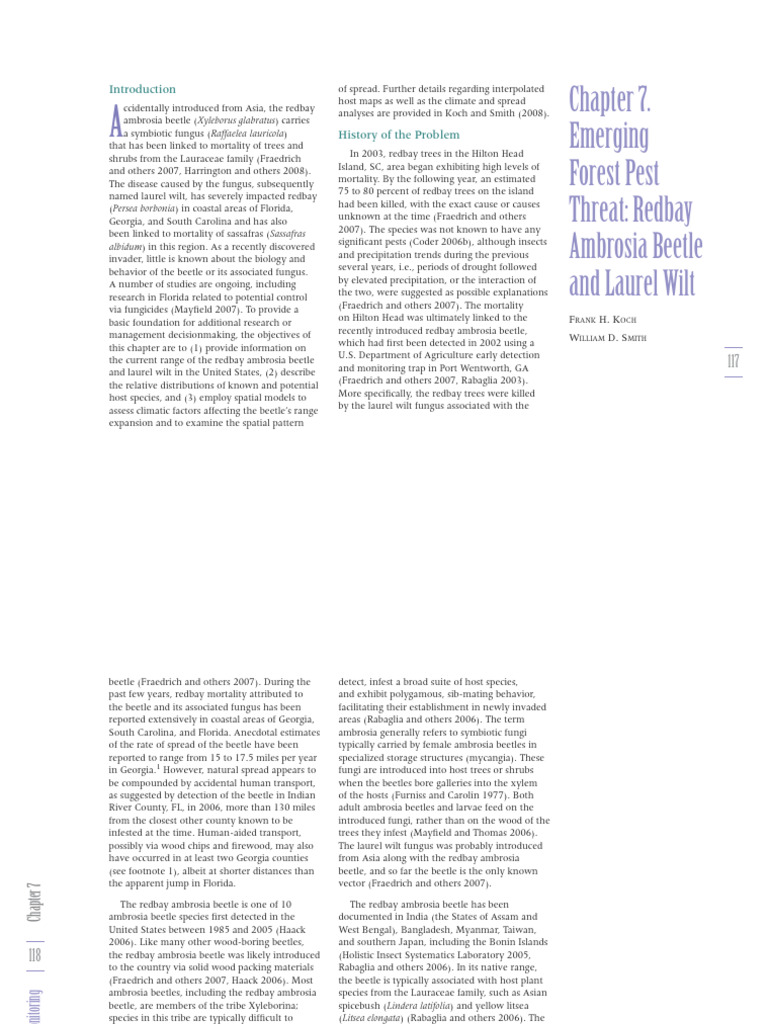 Plaga Forestal Emergente, Xyleborus Glabratus y y La Marchitez Del ...