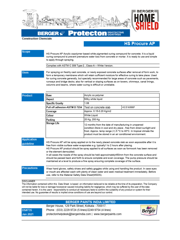 Ds_735_HS Procure AP | PDF | Concrete | Water