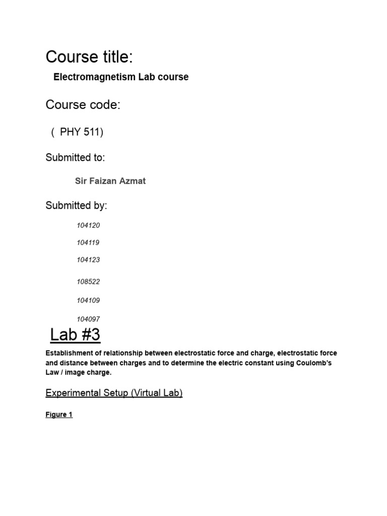 Electromagnetism Lab: Coulomb's Law Analysis | PDF
