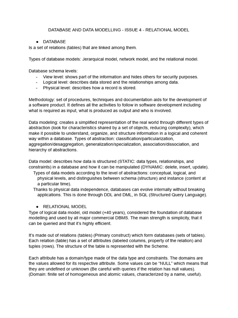 DATABASE AND DATA MODELLING - ISSUE 4 - RELATIONAL MODEL | PDF | Databases | Relational Database