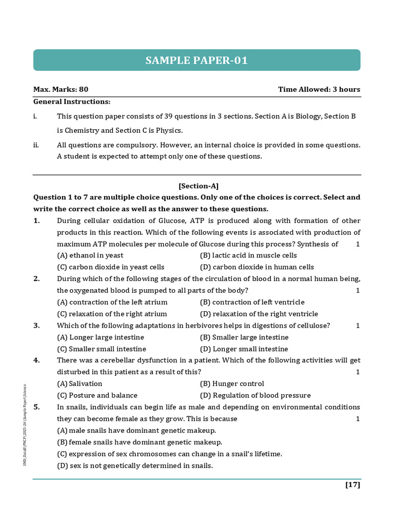 Free sample paper Science class 10 . Best resource | PDF | Fetus | Voltage