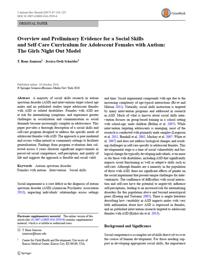 Social Skills Curriculum for Girls with Autism | PDF | Autism | Behaviorism