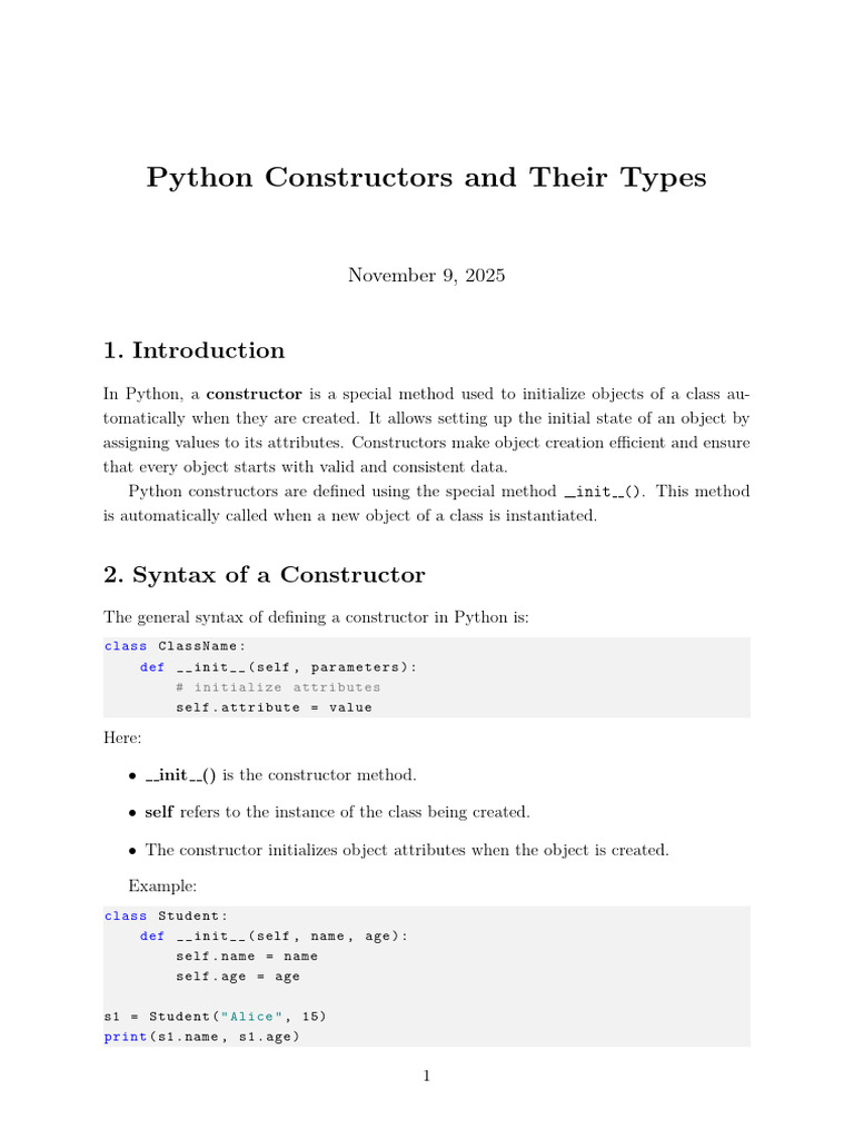 Python Constructors | PDF | Constructor (Object Oriented Programming) | Programming