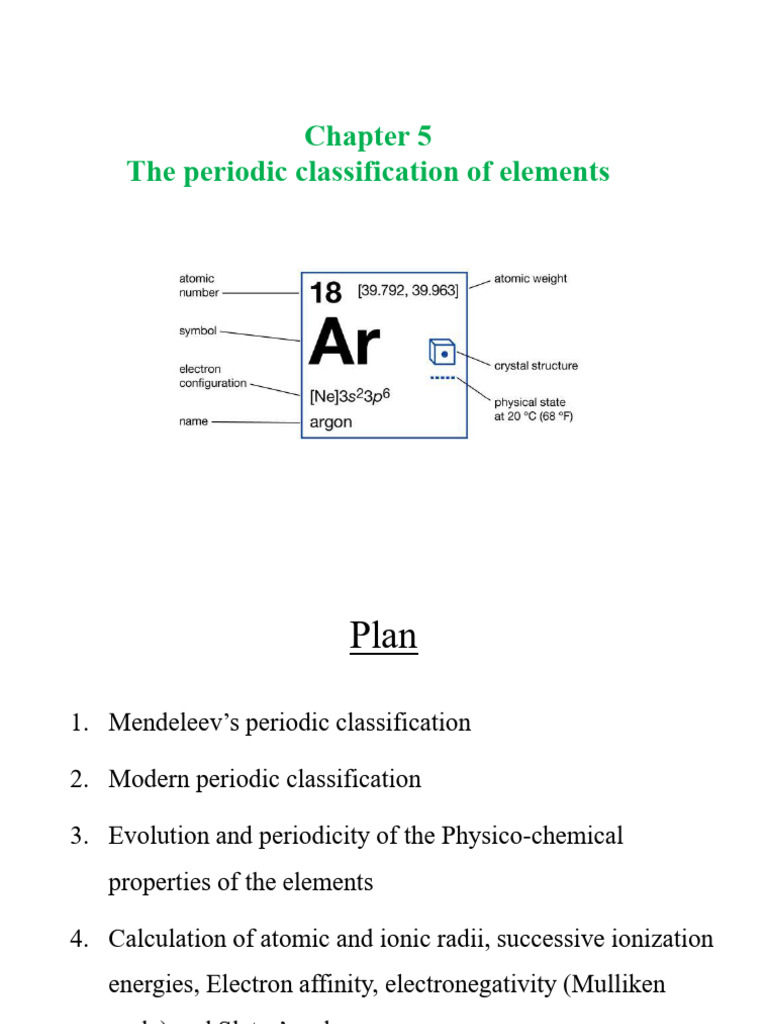 Chapter 5 Periodic Classification of the Elements | PDF | Periodic Table | Atoms