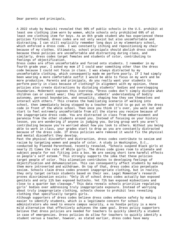 Wyatt Seim - Open Letter Final Draft - 17079465 | PDF | Sexism | Policy