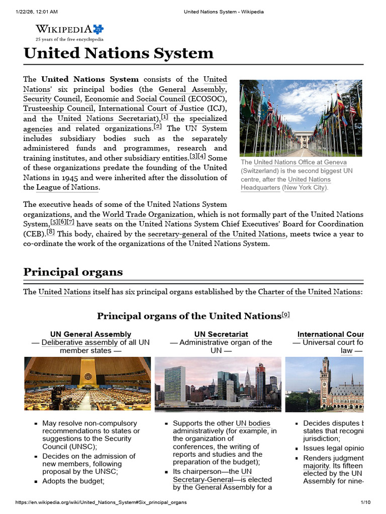 United Nations System - Wikipedia | PDF | United Nations ...