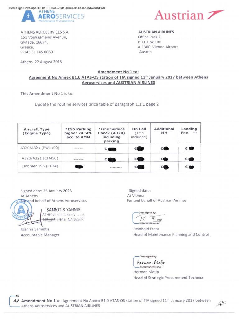 Athens-Aeroservices-TIA - Amendment No 01 Wp | PDF | Jet Aircraft | Airbus