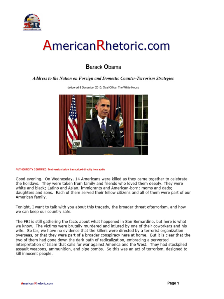 Barack Obama - Oval Office Counter Terrorism Agenda (1) | PDF