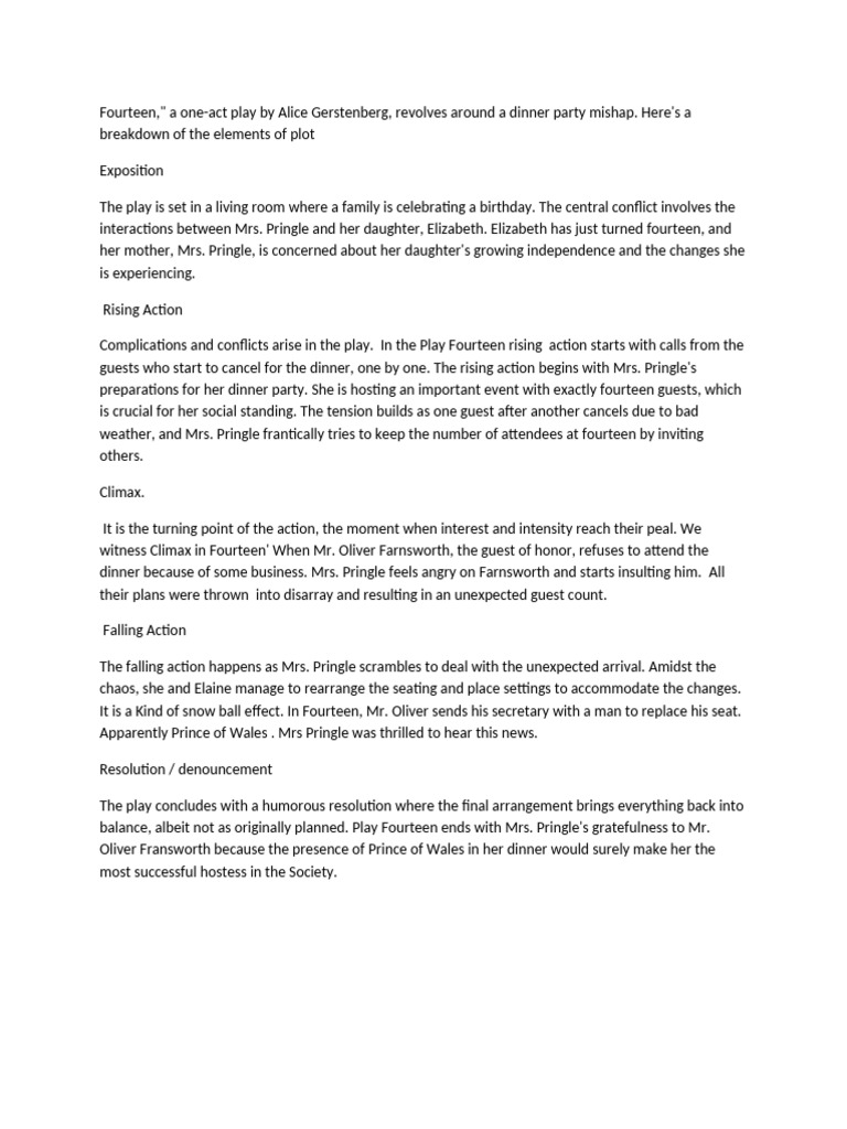 Fourteen, Elements of Plot | PDF
