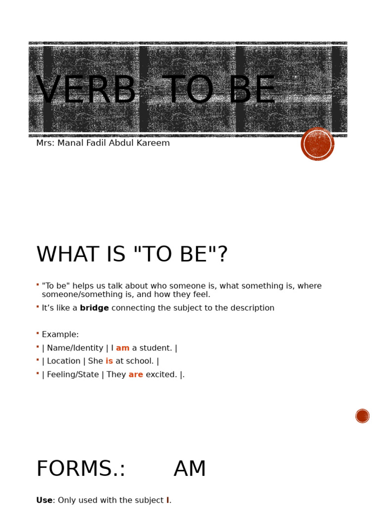 verb to be | PDF | Grammatical Number | Plural