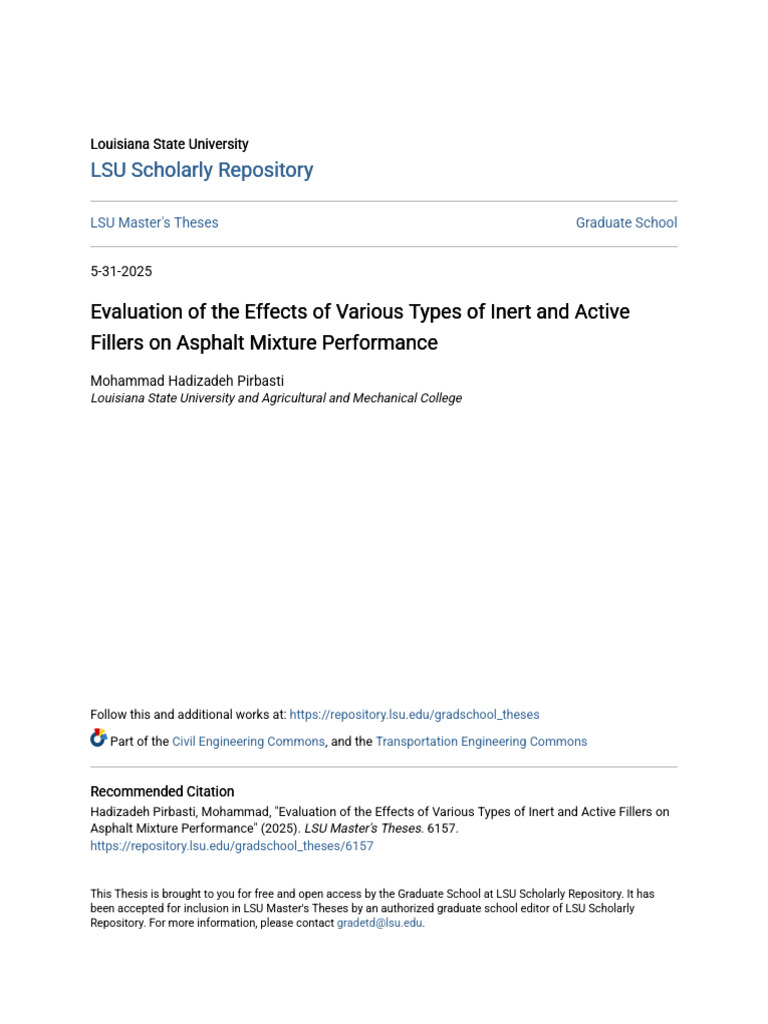 Evaluation of the Effects of Various Types of Inert and Active Fillers ...