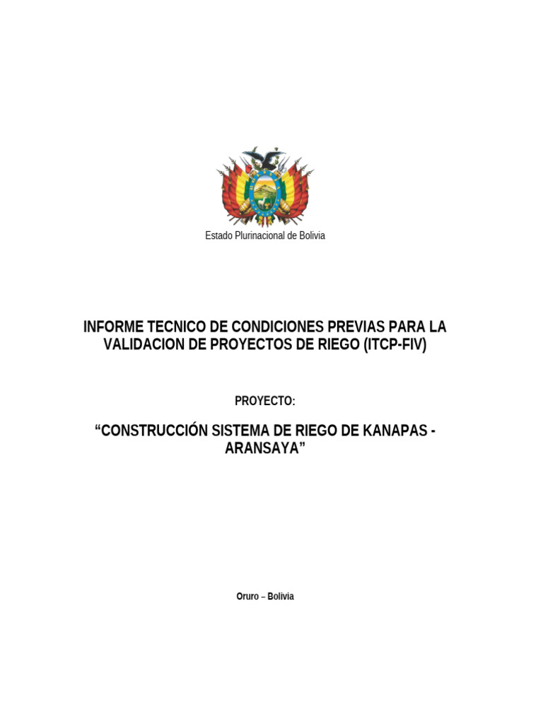 Itcp-memoria Const. Sist. r. Kanapas-Aransaya | PDF | Agua | Riego