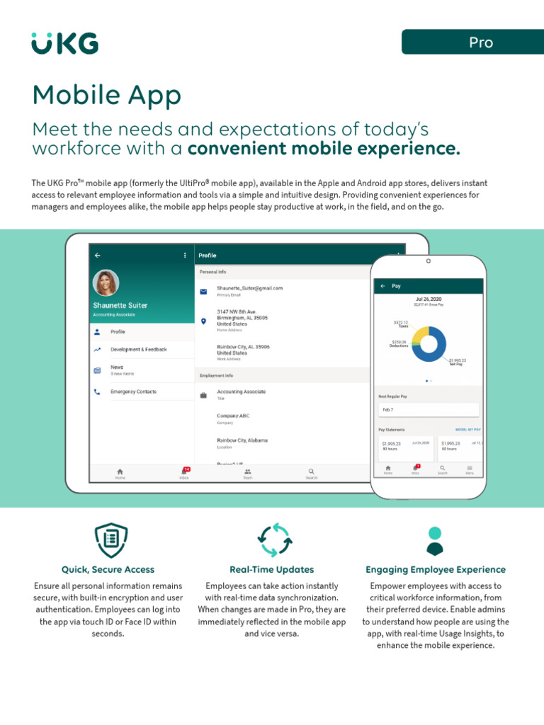 UKG Pro Mobile App Product Profile | PDF | Mobile App | Smartphone