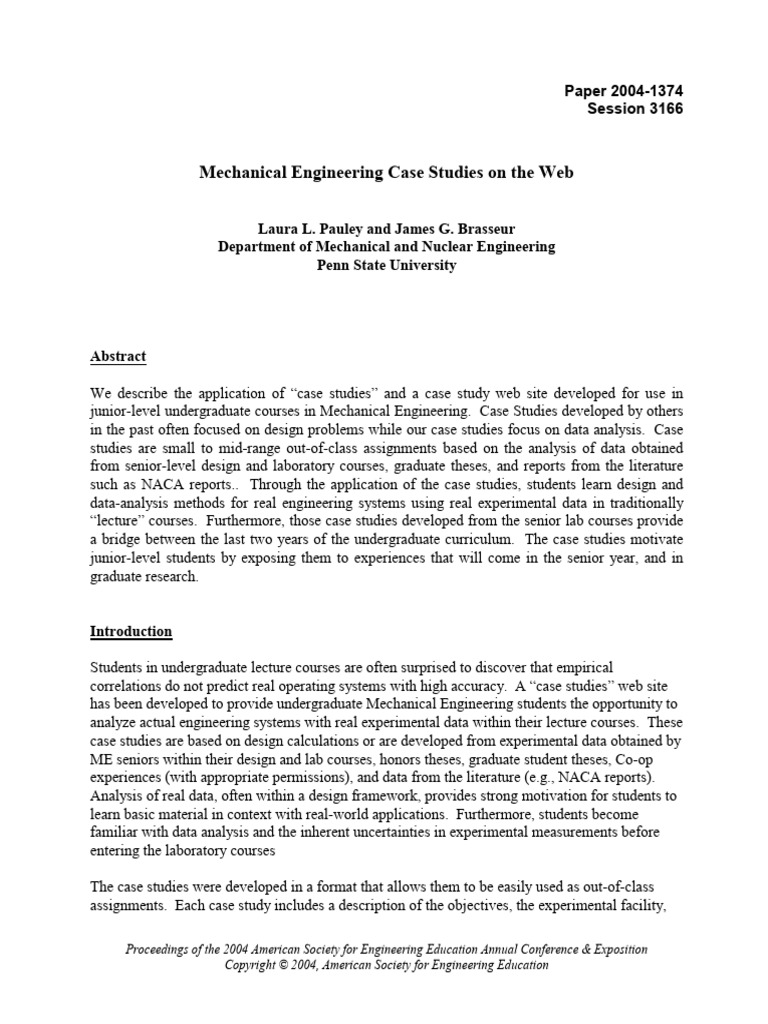 Mechanical Engineering Case Studies on the Web | PDF | Experiment | Boundary Layer