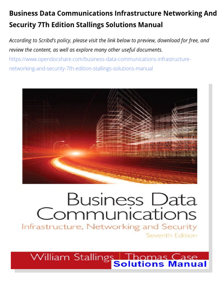 Business Data Communications Infrastructure Networking and Security 7th Edition Stallings ...