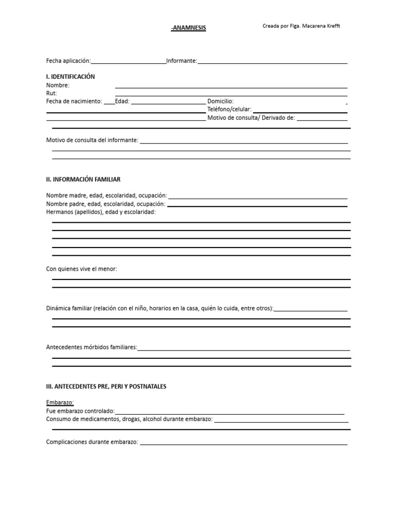 ANAMNESIS INFANTO JUVENIL.docx | PDF | Especialidades Medicas | Salud ...