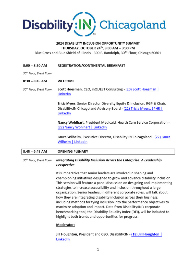 2024 Disability Inclusion Summit Details | PDF | Linked In | Accessibility