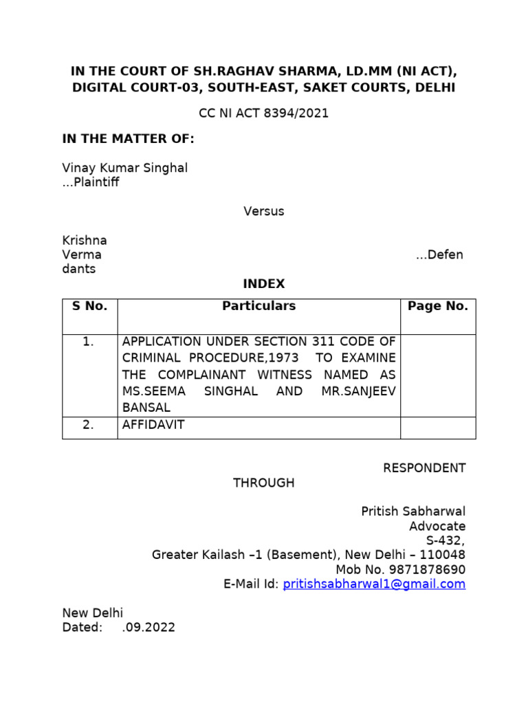 311 APPLICATION VINAY SINGHAL 1 | PDF | Affidavit | Plaintiff