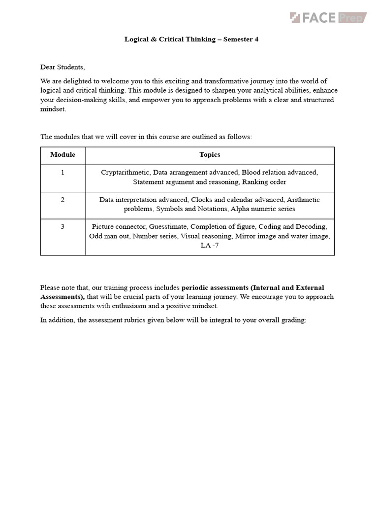 Logical and Critical Thinking Study Material | PDF | Critical Thinking ...